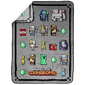 Minecraft Dungeon Mobs Throw - Measures 46 x 60 inches, Kids Bedding - Fade Resistant Super Soft Fleece (Official Minecraft Product)