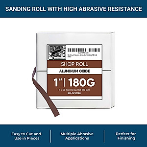 Benchmark Abrasives 1” X 150’ Shop Roll Emery Cloth Sandpaper Roll, Aluminum Oxide Sand Paper for Wood Furniture, Metal Polishing, Sanding, Automotive, Plumbing, Finishing - 180 Grit