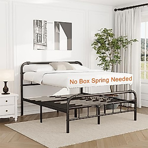 Bednowitz Queen-Bed-Frame-with-Headboard and Footboard, 18 Inch High Metal Platform Queen-Size-Bed-Frame, 4000 Lbs Heavy Duty Steel Slats Support, No Box Spring Needed, Noise Free