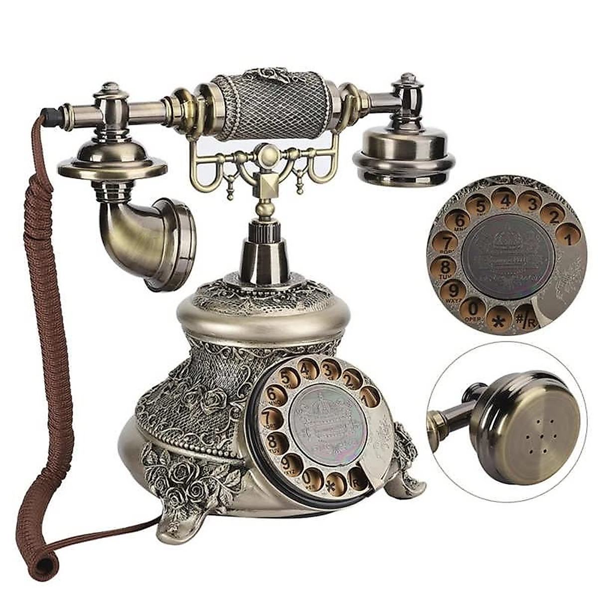 ZSEDP Rotate Vintage Fixed Telephone Revolve Dial Antique Telephones Landline Phone for Office Home Hotel