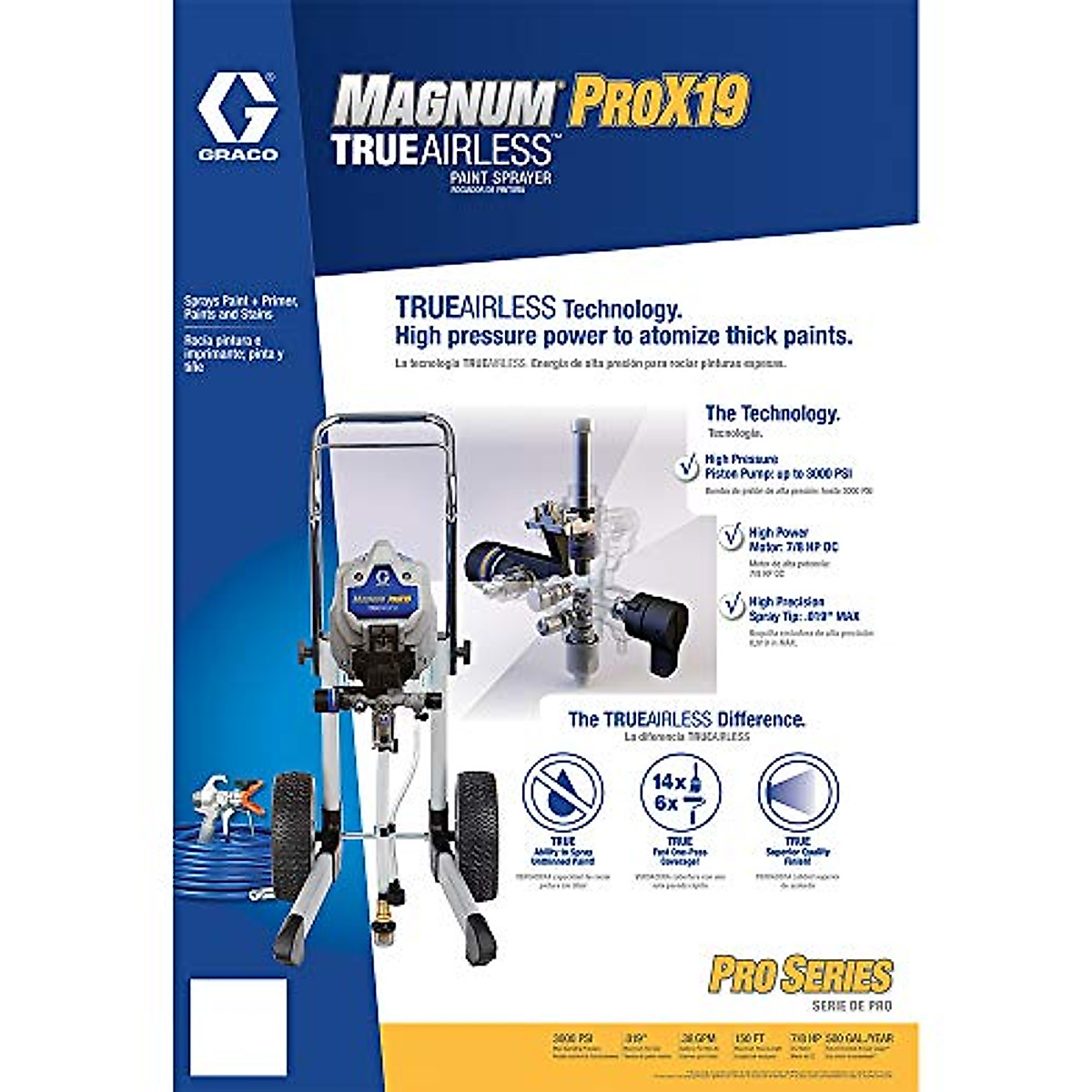 Graco 17G180 Magnum ProX19 Cart Paint Sprayer, Blue & white