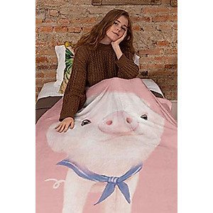Cute Pink Piggy Pig Soft Throw Blanket All Season Microplush Warm Blankets Lightweight Tufted Fuzzy Flannel Fleece Throws Blanket for Bed Sofa Couch 60"x50"