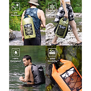 3D MAXpider Roll Top Dry Bag Backpack 30L, Waterproof Lightweight Floating Marine Drybag - Detachable Straps, Mesh Front Pocket - Travel, Hiking, Fishing, Swimming, Boating, Kayaking, Camping (Green)