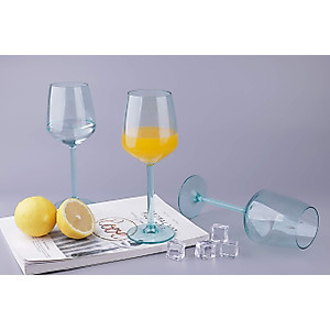 14-ounce Unbreakable Plastic Acrylic Stem Wine Glasses, set of 6-Teal, Red or White Wine Glass, Dishwasher Safe, BPA Free