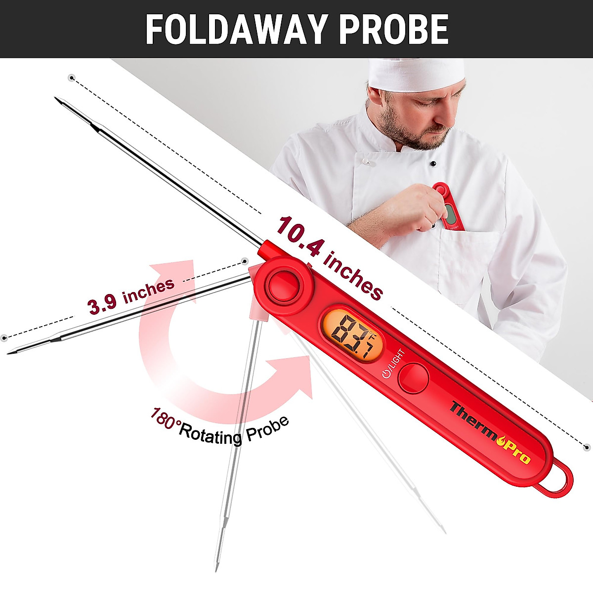 ThermoPro TP03 Digital Meat Thermometer for Cooking Kitchen Food Candy Instant Read Thermometer with Backlight and Magnet for Oil Deep Fry BBQ Grill Smoker Thermometer