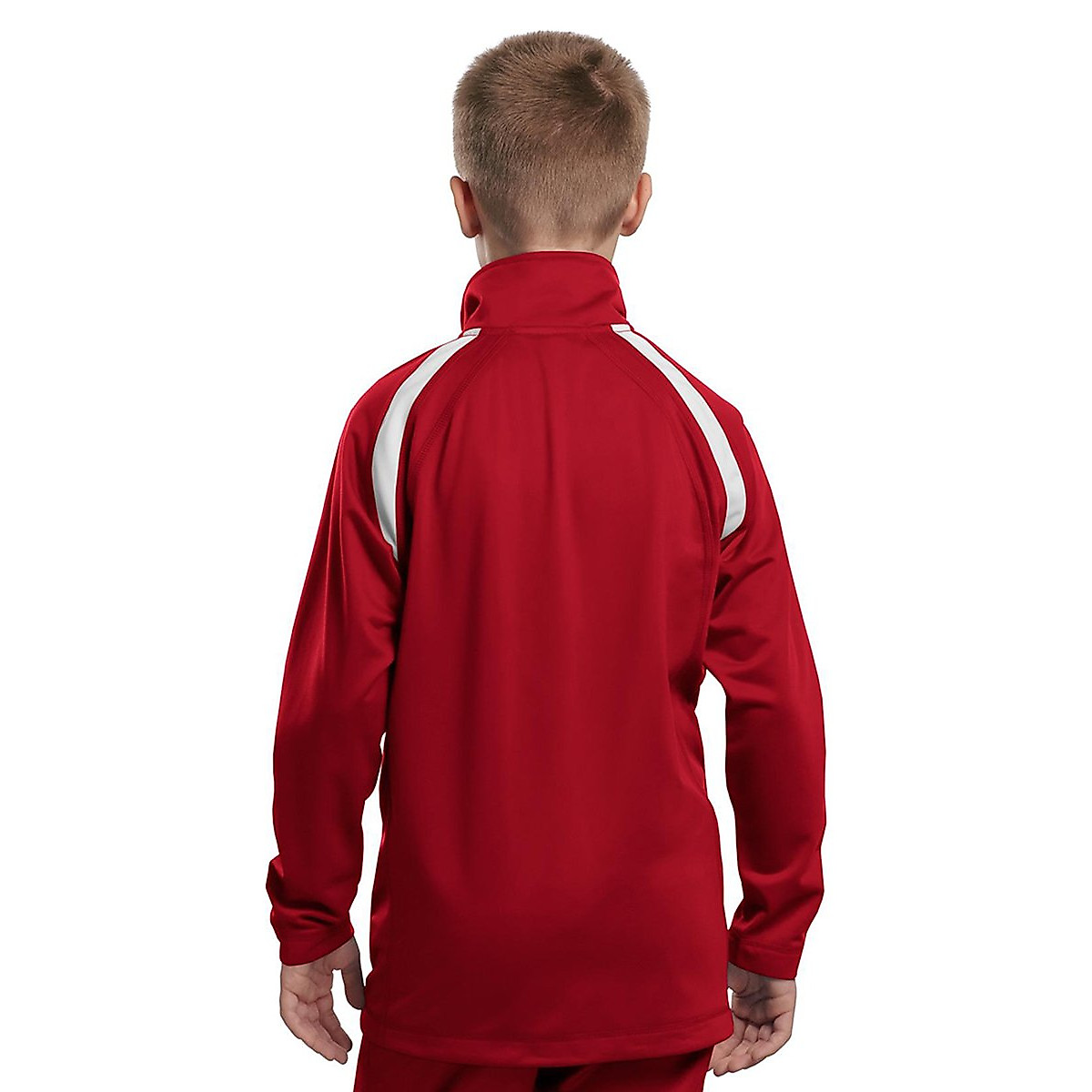 SPORT-TEK YST90 Youth Tricot Track Jacket - True Red/White - M