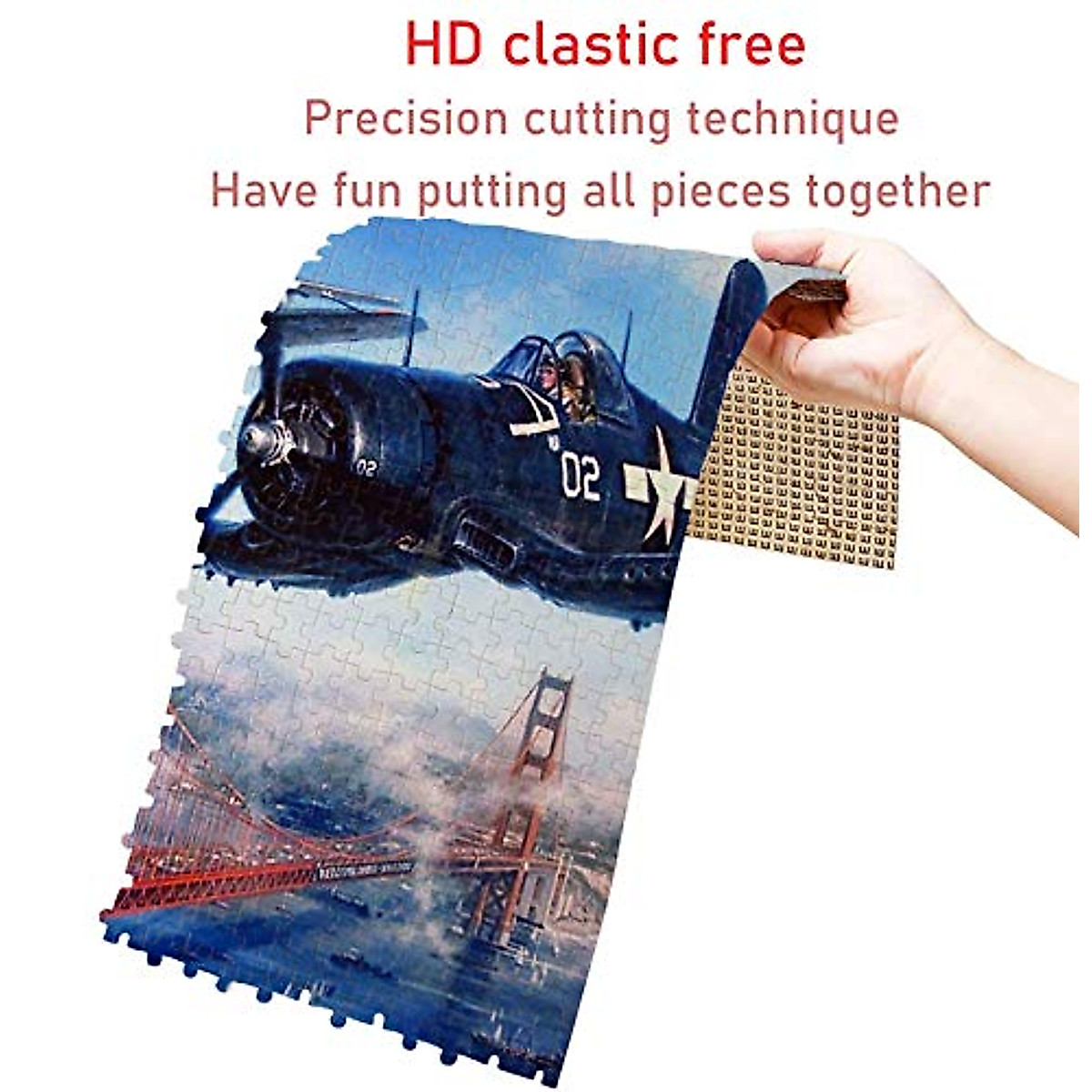 Wood Puzzle 1000 Piece, Aircraft Puzzles, World War 2 Aircraft Puzzle,Fighter Aircraft Retro Pattern