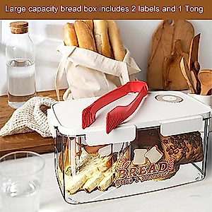 PAIKON 2 Pack Bread Box For Kitchen Countertop, Large Bread Storage, Bread Keeper For Homemade,Clear Airtight Bread Container with Lids, Tongs, Time Recording and,3.4 Qt / 3.2 L Each