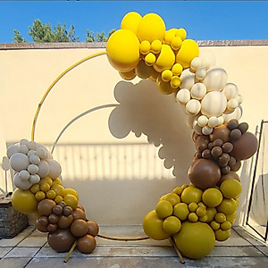 156 PCS Double Stuffed Balloons Arch Garland Kit Neutral Lemon Yellow Brown Balloons for Baby Shower Wedding Birthday Party Decorations (Yellow Brown)