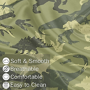 Grunge Dino Camo Body Pillow Case Cover 21x54 Khaki Green Long Body Pillow Pillowcase Soft Breathable Satin Body Pillow Covers for Hair and Skin