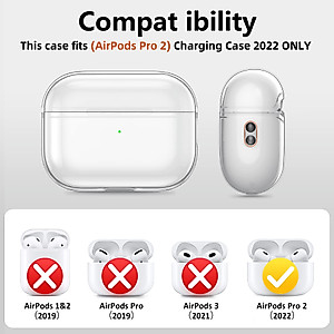 Airpods Pro 2nd/1st Generation Case Cover, Compatible with Airpods Pro Case 2nd Gen USB C Charging Port,with Lanyard [Front LED Visible] Compatible with AirPods Pro 2nd Generation (Clear White)