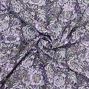 Trade Star 3 Yard Block Print Dressmaking Fabric 100% Cotton Floral Print Fabric for Sewing Crafting Ethnic Running Natural Dye Sanganeri Indian Fabric by The Yard Width 44 Inches (Pattern 4)