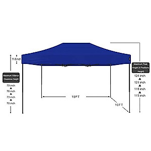 American Phoenix 10x15 Ez Pop Up Canopy Tent Portable Commercial Instant Canopies Outdoor Market Shelter (10'x15' (Black Frame), Blue)