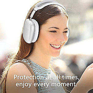 Silicone Case Cover for AirPods Max Headphones, Clear Soft TPU Ear Cups Cover/Ear Pad Case Cover/Headband Cover for AirPods Max, Transparent Accessories Silicone Protector for Apple AirPods Max, White