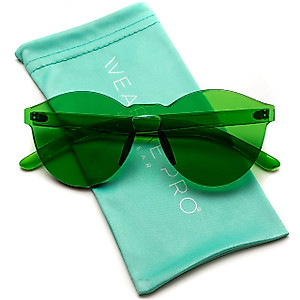 WearMe Pro Colorful One Piece Transparent Round Sunglasses | Fun Rimless Glasses for Women and Men | Retro Festival Sunnies