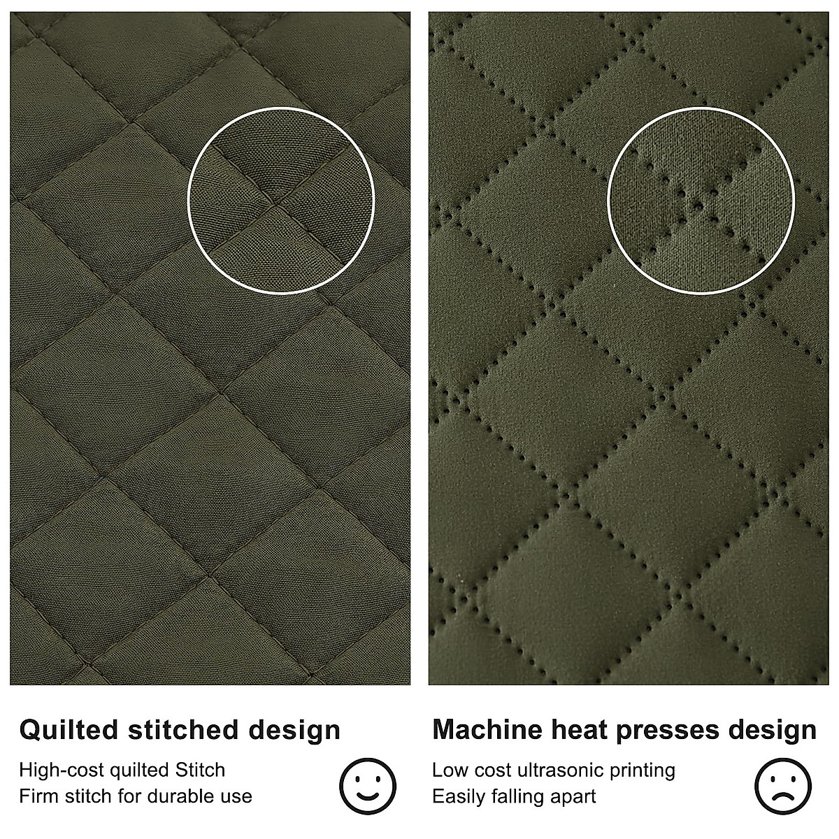 SunStyle Home Quilt Set King Olive Green Lightweight Bedspread Soft Reversible Coverlet for All Season 3pcs Army Green Diamond Quilted Bedding Sets (1 Quilt 2 Pillow Shams)(106"x96")