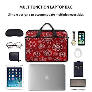Christmas Snowflake Laptop Computer Bag Waterproof Shoulder Messenger Bag 13-15 inch Durable Laptop Tote Bag with Shoulder Strap Handle Lightweight Crossbody Briefcase