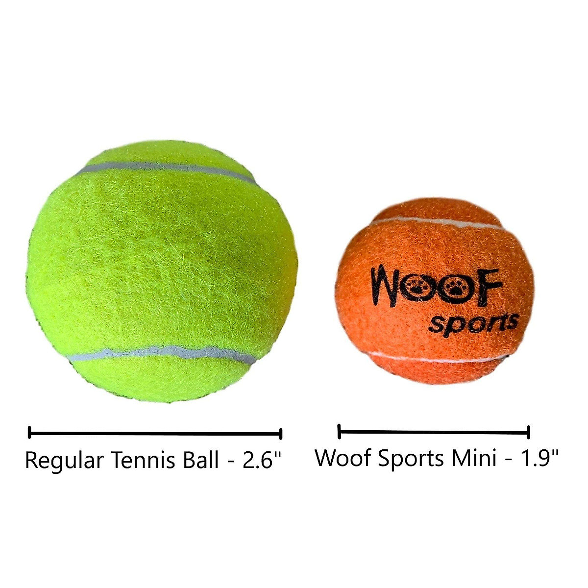 Woof Sports small TENNIS BALLS for Dogs (1.9") - 12 Orange Durable and Easy to Find Mini Tennis Balls for Small Dogs and Puppies. includes Carrying Bag.