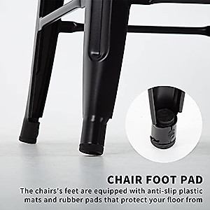 HCY Metal Dining Chairs Metal Bar Stools Kitchen Chairs 24 Inches Patio Chairs Set of 4 Stackable Chair for Indoor Outdoor (Black)