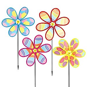 HADEEONG 4PCS Wind Spinners for Yard and Garden, Lawn Yard Decorations Pinwheels Colorful Whirligigs Windmill Kids Toys for Outdoor Decor