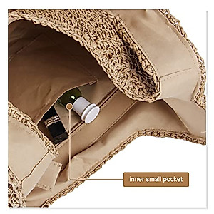 Freie Liebe Straw Tote Bag for Women Large Beach Bag Summer Woven Shoulder Handbags