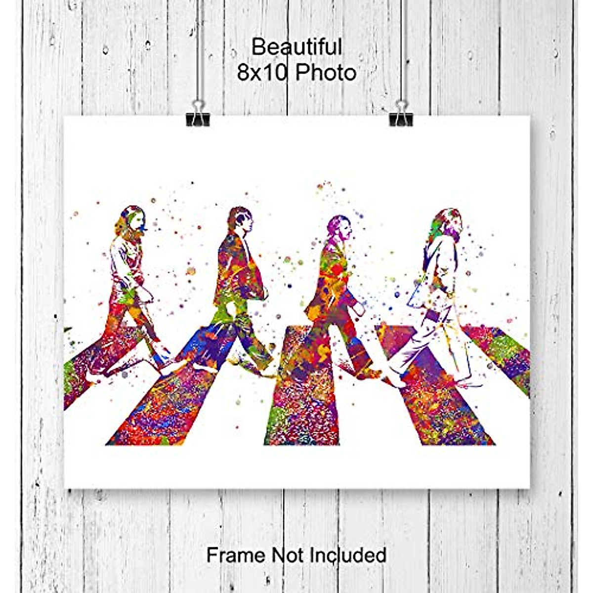The Beatles Poster, Wall Art - 8x10 Abbey Road Home Decor - Beatles Gifts for John Lennon, Paul McCartney, Ringo Starr, George Harrison, 60s Music Fans