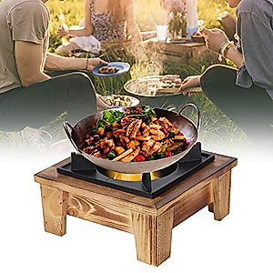 BBQ Alcohol Stove Wooden Shelf, Portable Barbecue Alcohol Stove, Mini Tabletop Wood Stove, Furnace Kitchenware Cooking Utensil for Outdoor Picnic