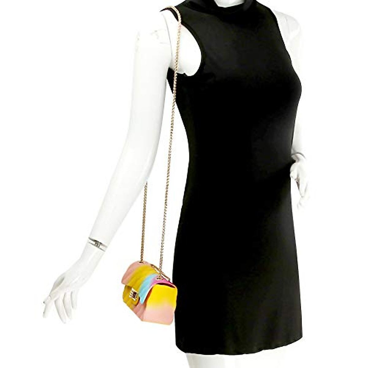 Jelly Purse for Women Rainbow Quilted Crossbody Evening Shoulder bag by Soulfina (Multi I)