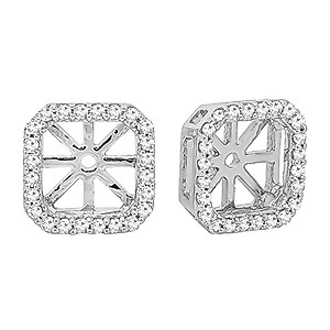 0.26 Carat (ctw) Round White Diamond Removable Jackets For Stud Earrings 1/4 CT, 14K White Gold