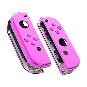 eXtremeRate DIY Replacement Shell Buttons for Nintendo Switch & Switch OLED, Chrome Pink Custom Housing Case with Full Set Button for Joycon Handheld Controller - Console Shell NOT Included