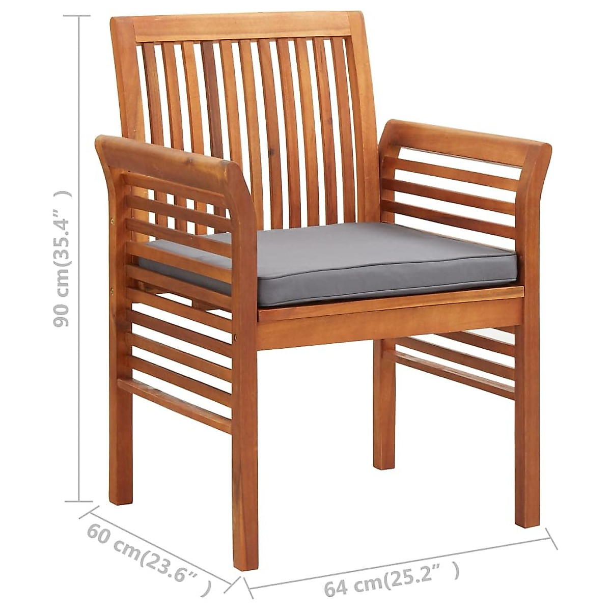 WRJENFSC Patio Dining Chair Reading Chair Garden Chairs Outdoor Chairs Lounge Chairs with Cushion Solid Acacia Wood Suitable for Poolside, Garden, Lawn, Outdoor
