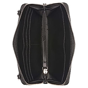 Calvin Klein Nickel Organizational Wallet On a String Crossbody, Black/Silver