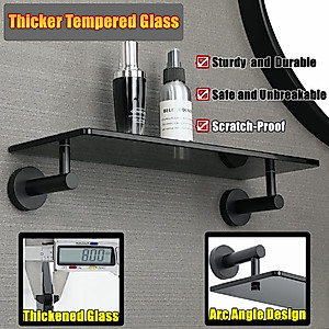 Alise Bathroom Shelves Glass Shelf Wall Mount Floating Shelves for Bathroom,SUS304 Stainless Steel Tempered Glass Rack Holder Storage Organizer,Black Finish GDL400X130-B