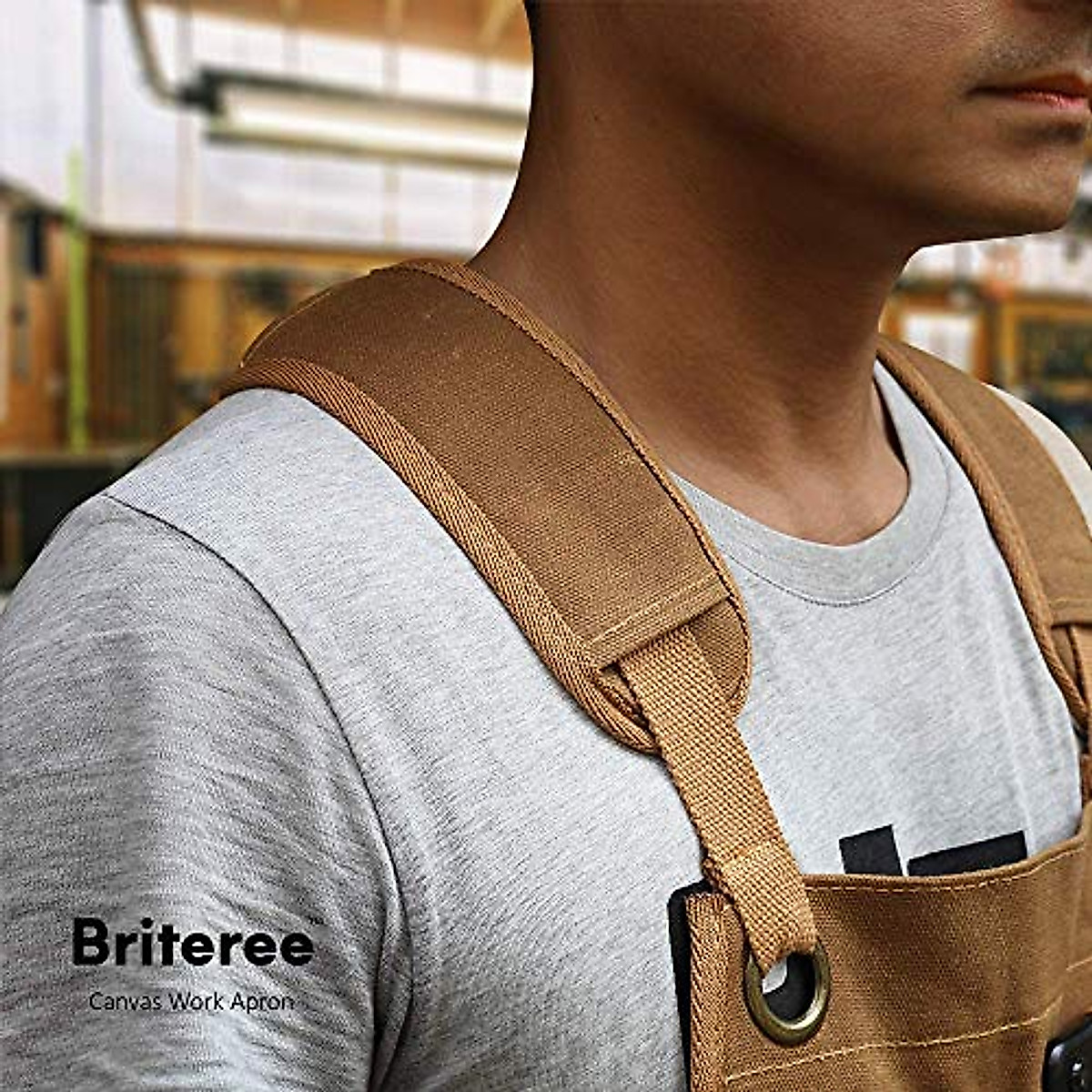 Briteree Woodworking Aprons for Men, Gift for Men, with 9 Tool Pockets, Durable Waxed Canvas, Gifts for Him