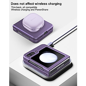 Eastcoo Slim Fit Galaxy Z Flip 5 Case, [Hard PC Back] [Frosted Feel] [Wireless Charging Support] Lightweight Shockproof Case Cover for Samsung Galaxy Z Flip5 (2023), Purple