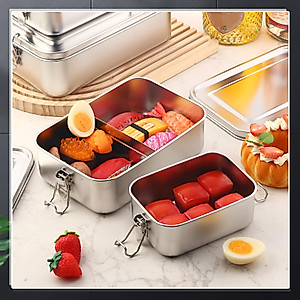 Umigy 4 Pcs Stainless Steel Bento Box Metal Lunch Box Food Storage Containers Metal Lunch Container, Lockable Clips to Leak Proof, Reusable Dishwasher Safe Lunch Snack Boxes for Work, Picnic (4 Sizes)