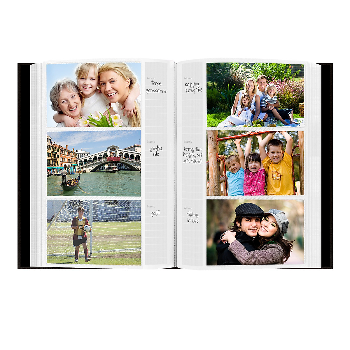 Pioneer Sewn Bonded Leather BookBound Bi-Directional Photo Album, Holds 300 4x6" Photos, 3 Per Page. Color: Black.