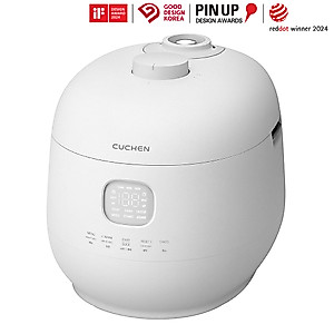 CUCHEN CRH-TWS0610PWUS | Induction Heating Dual Pressure Rice Cooker 6 Cup (Uncooked) | Full Stainless Inner Pot | High/Non-Pressure | Easy Open Handle | Auto Steam Clean | Made in Korea