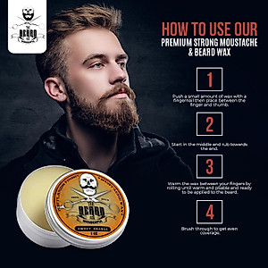 Moustache and Beard Wax – 30ml – Promotes Facial Hair Growth with Moisture Resistant Feature – Ideal Beard Styling for Men with All Natural Ingredients, Strong Hold, & Orange Scent Wax