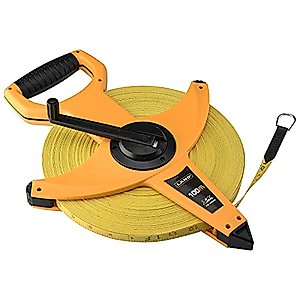 Land Open Reel Fiberglass Tape Measure - 330FT/100M by 1/2-Inch, Inch/Metric Scale, Heavy Duty Tape for Runway and Engineer Survey (330FT)