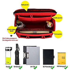 APSOONSELL Backpack Organizer Insert, Felt Bag Organizer for Backpack Rucksack Shoulder Bag Shaper Foldable, Red, XL