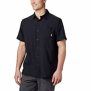 Columbia Men's Standard Slack Tide Camp Shirt, Black, Large
