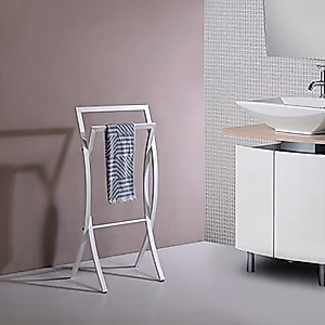 Kings Brand Furniture - Rusbac Metal Modern Freestanding Towel Rack Stand, White