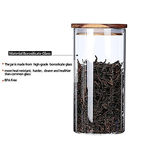 Clear Glass Canisters Jars Containers Set for Food Storage with Airtight Wood Lids,Kitchen Canister,Tea Coffee Canister Sugar Loose Leaf Tea Container Cookies Jar,BPA Free,39 Fluid-oz