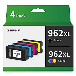 ZIPRINT 962XL Ink Remanufactured Ink Replacement for HP 962 XL 962 Work with OfficeJet Pro 9015 9010 9025 9020 9018 9012 9022 9028 Printer,962XL Ink Cartridges Combo Pack (BKCMY,4-Pack)