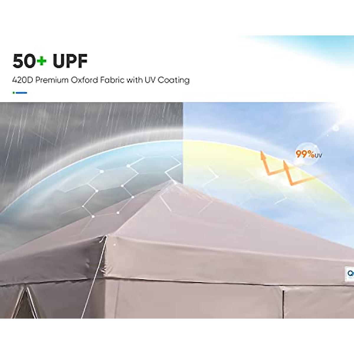 Quictent Privacy 8x8 Ez Pop up Canopy Tent Enclosed Instant Canopy Shelter Portable with Sidewalls and Mesh Windows Waterproof (Tan)