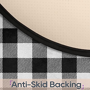 Buffalo Plaid Round Area Rug,Black and White Buffalo Check Large Circle Rugs Non Slip Round Floor Mat Soft Washable Carpet for Living Room Bedroom Indoor Outdoor, 3 ft