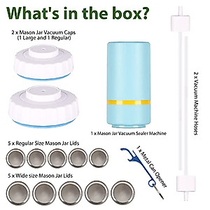 Electric Mason Jar Vacuum Sealer Kit, Foodsaver Vacuum Sealer Machine for Jars, Food Storage Vacuum Saver Can Sealer for Wide And Regular Mouth