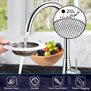 Kitchen Sink Strainer Sink Stopper - Abnaok 2 PCS Sink Strainer Stopper Kit, Universal Silicone Drain Cover, 4.5 Inch Stainless Steel Sink Drain Strainer, Food Catcher for Kitchen Sink