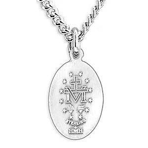 Heartland Store Women's Sterling Silver Small Oval Miraculous Pendant Oval Matte Finish + 18 Inch Rhodium Plated Chain